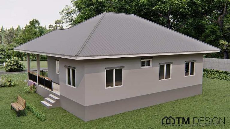 Three-bedroom bungalow with a rolling veranda - Pinoy House Plans