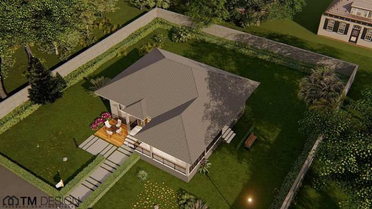 Three-bedroom bungalow with a rolling veranda - Pinoy House Plans